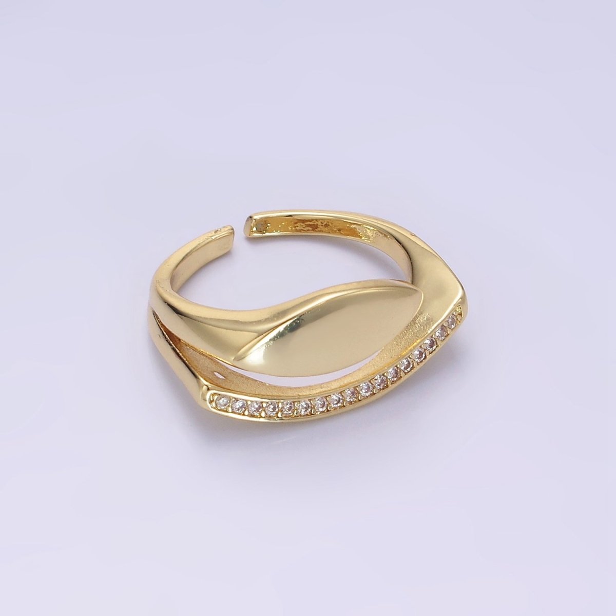 14K Gold Filled Sphere Micro Paved CZ Double Band Signet Ring | O1348 ...