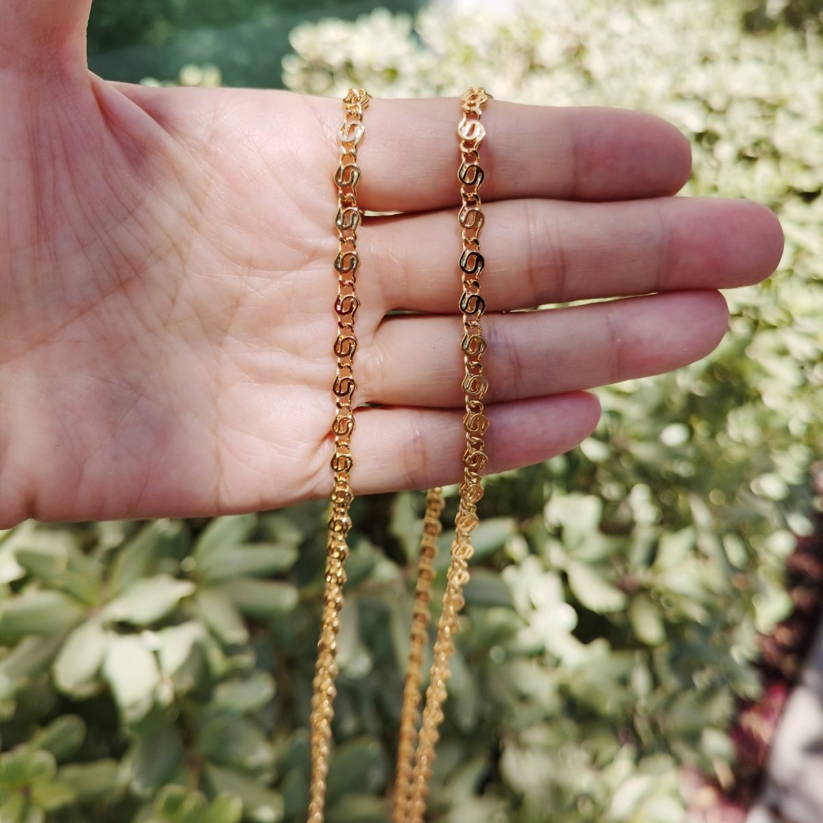 20" inches Yellow Gold Filled Designed Scroll Chain, 5mm Width, 24K Go ...