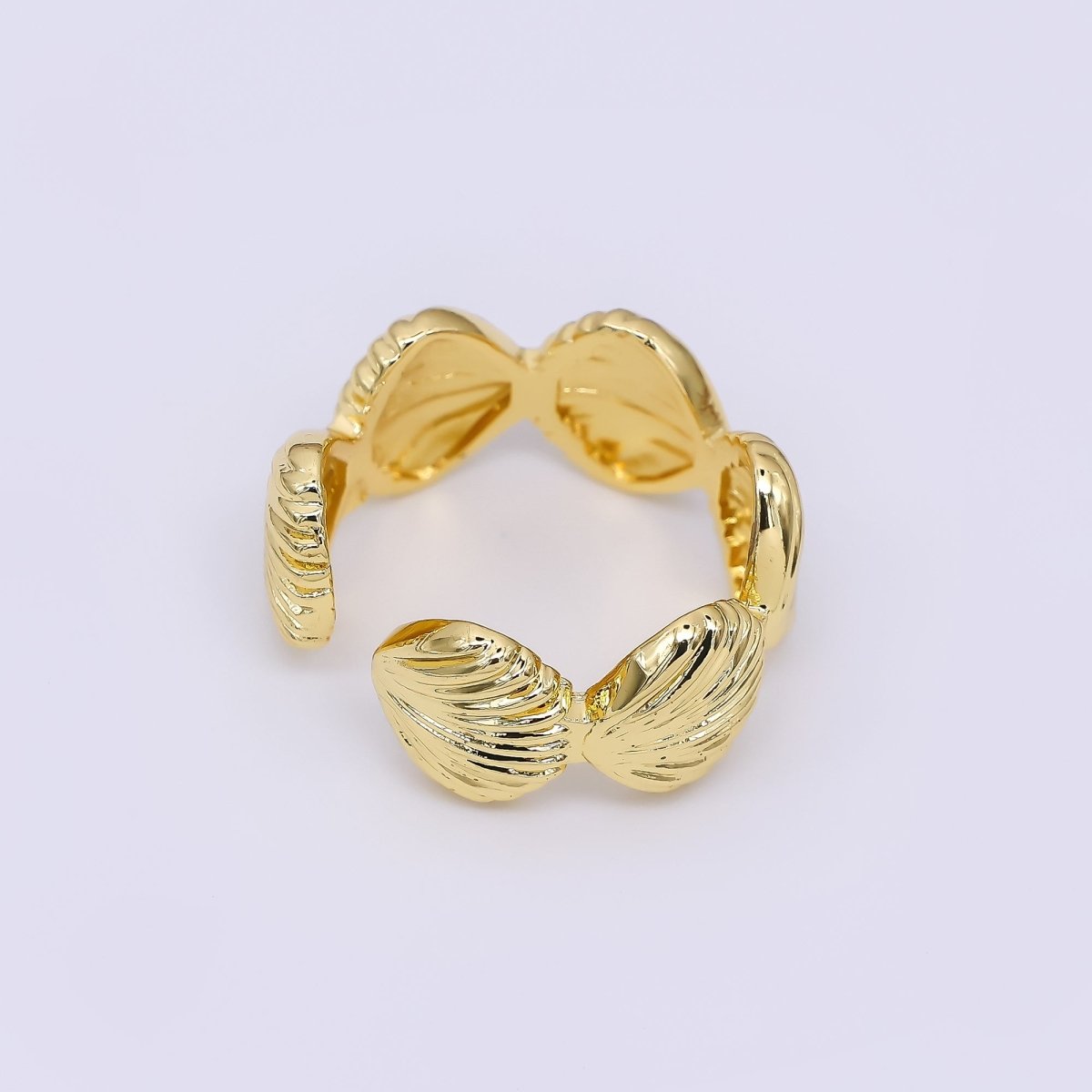 24K Gold Filled Linked Sea Clam Shell Adjustable Open Ring | O1462 ...