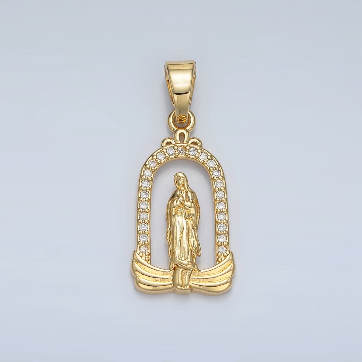 24K Gold Filled Miraculous Mother Mary Open Oval Charm | AA1370 – Aim ...