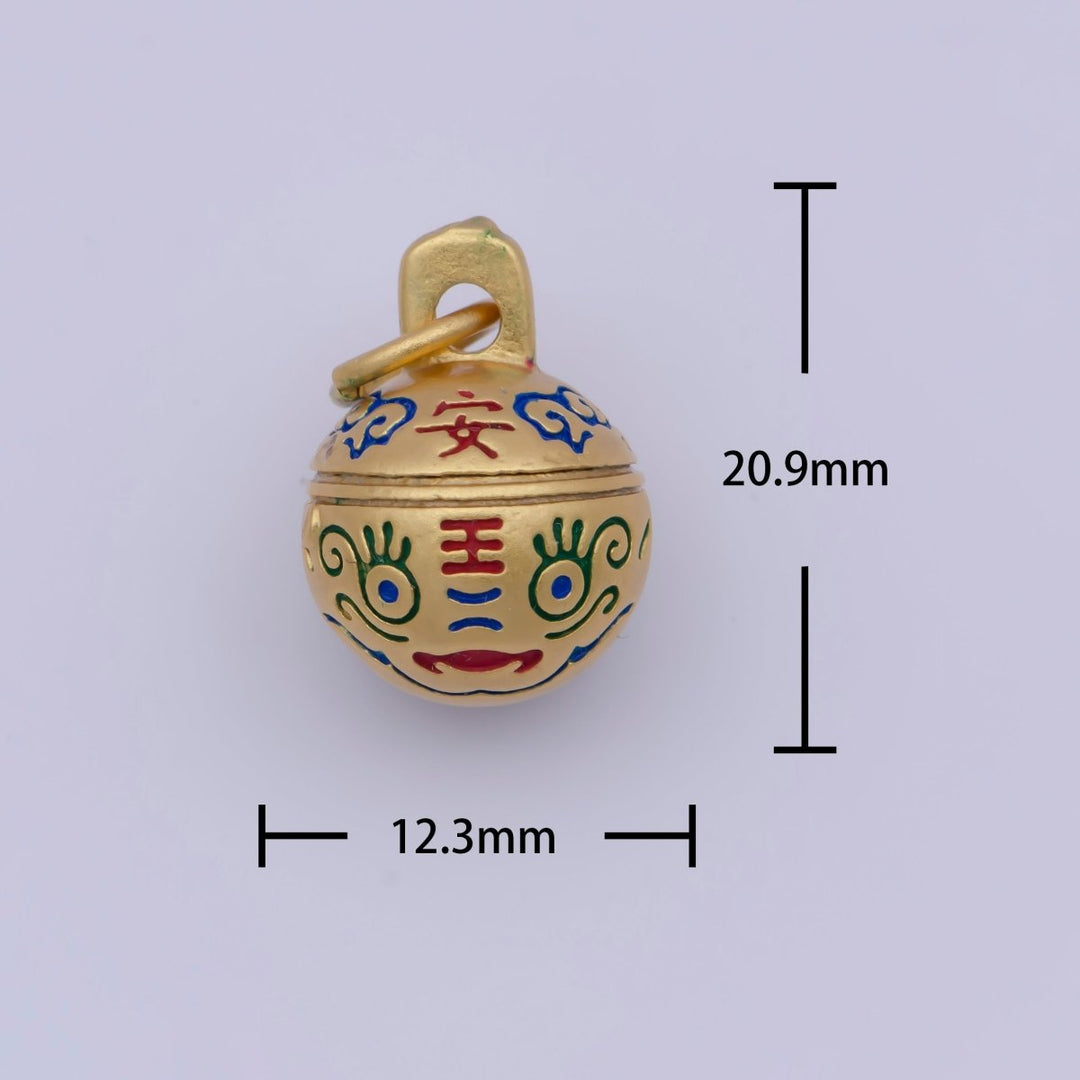 "Wellbeing Safety" Chinese Character Enamel Tiger Ball Gold Protection ...